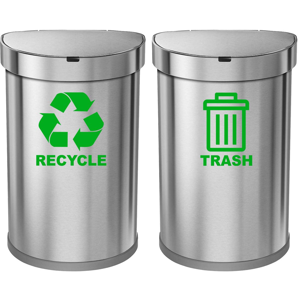 VWAQ Recycle and Trash Decal Set of 2 - Vinyl Recycle Sticker for Trash Can Bin - TC3 (Green)