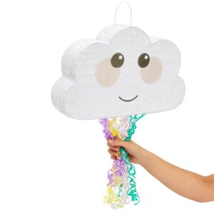 BLUE PANDA Pull String Cloud Pinata for Girls Rainbow Birthday Party Supplies, Baby Shower Decorations (16.5 x 10 x 3 In)