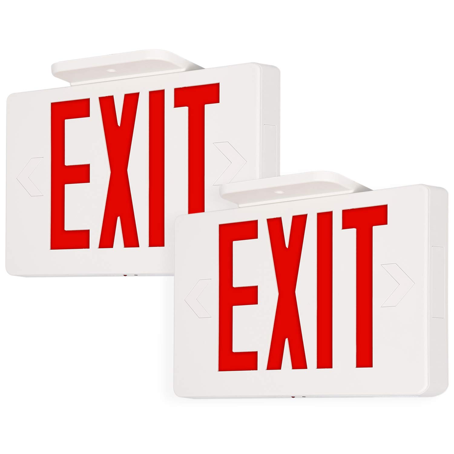 hykolity LED EXIT Sign with Double Face and Battery Backup, Red Letter LED Emergency Exit Lights, 120-227V, for Home & Business- 2pack