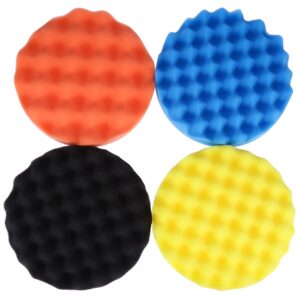 Vkinman 7inch(180mm) Car Sponge Buffing Pad Soft Wave Foam Pad Polishing Sponge Pads Kit for Car Polisher-4Pack