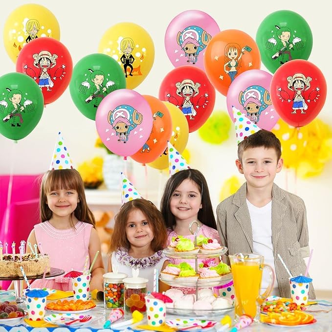 25Pcs Party Latex Balloons For One Piece, Cartoon Birthday Balloons Theme Party Decoration For One Piece