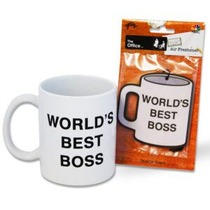 just funky the office “world’s best boss” 11 oz mug and vanilla air freshener combo pack, 14+, (officially licensed)