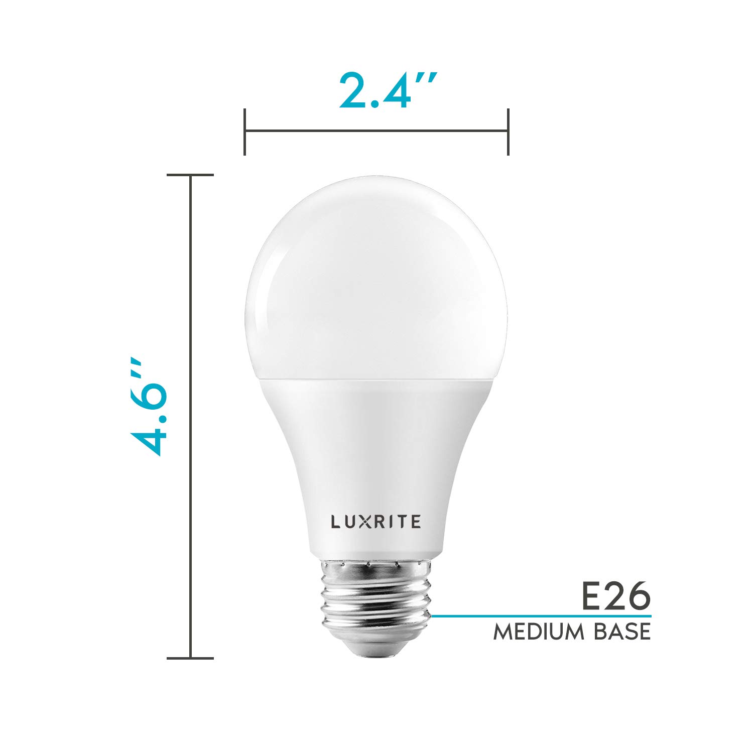 LUXRITE A19 LED Light Bulbs 100 Watt Equivalent Dimmable, 2700K Warm White, 1600 Lumens, Enclosed Fixture Rated, Standard LED Bulbs 15W, Energy Star, E26 Medium Base - Indoor and Outdoor (4 Pack)