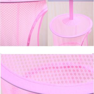 Hanging Mesh Space Saver Bags Organizer 3 Compartments Toy Storage Basket for Kids Room,3 Pcs (blue green pink)