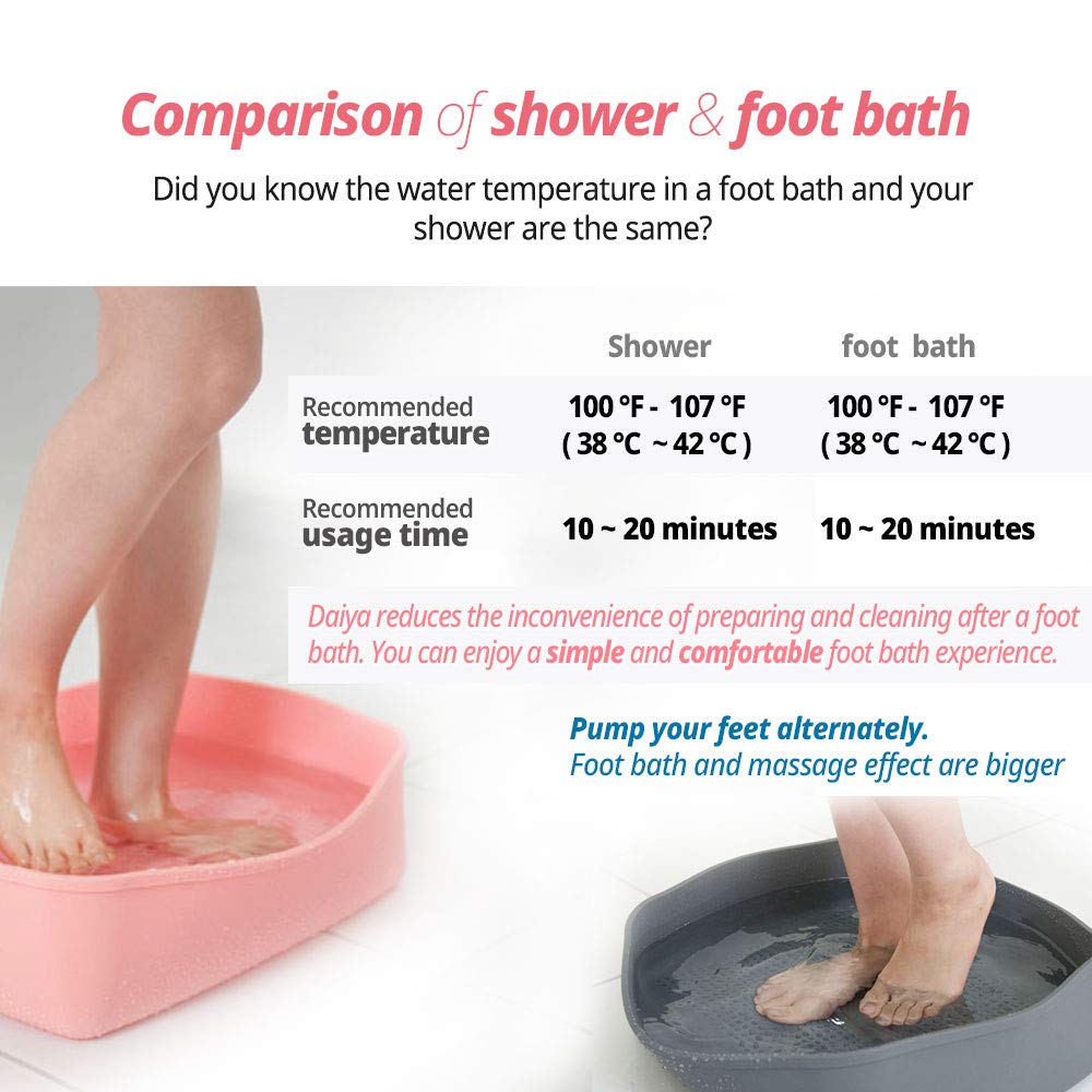 Diaya Showerbath Gray - Silicone shower bath | shower footbath | foldable foot bath | bashin | tub | foot wash soaking massage | feet clean odor | showerfootbath | standing type | hot water savings