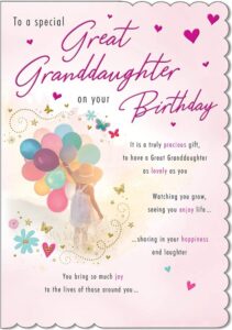 piccadilly greetings traditional birthday card great granddaughter - 9 x 6 inches -