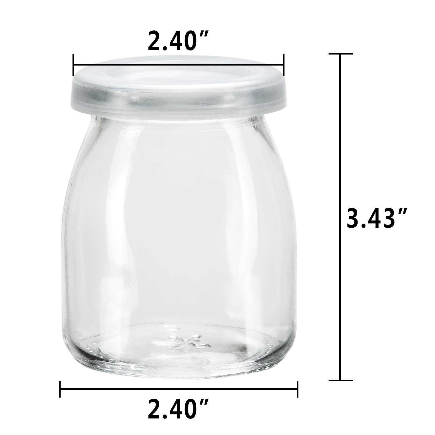 Glass Yogurt Container With Lids,Encheng 7 oz Clear Glass Jars With Lids(PE),Replacement Glass Pudding Jars Yogurt Jars,Glass Container With Twine n Tag For Milk,Jams,Jelly,Mousse,Dishwaresafe 40 Pack