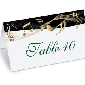 PaperDirect Golden Tunes Music Notes Folded Place Cards, 100 Count