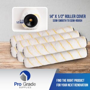 Pro Grade - Paint Roller Covers - 1/2 X 14 Inch Microfiber 6 Pack