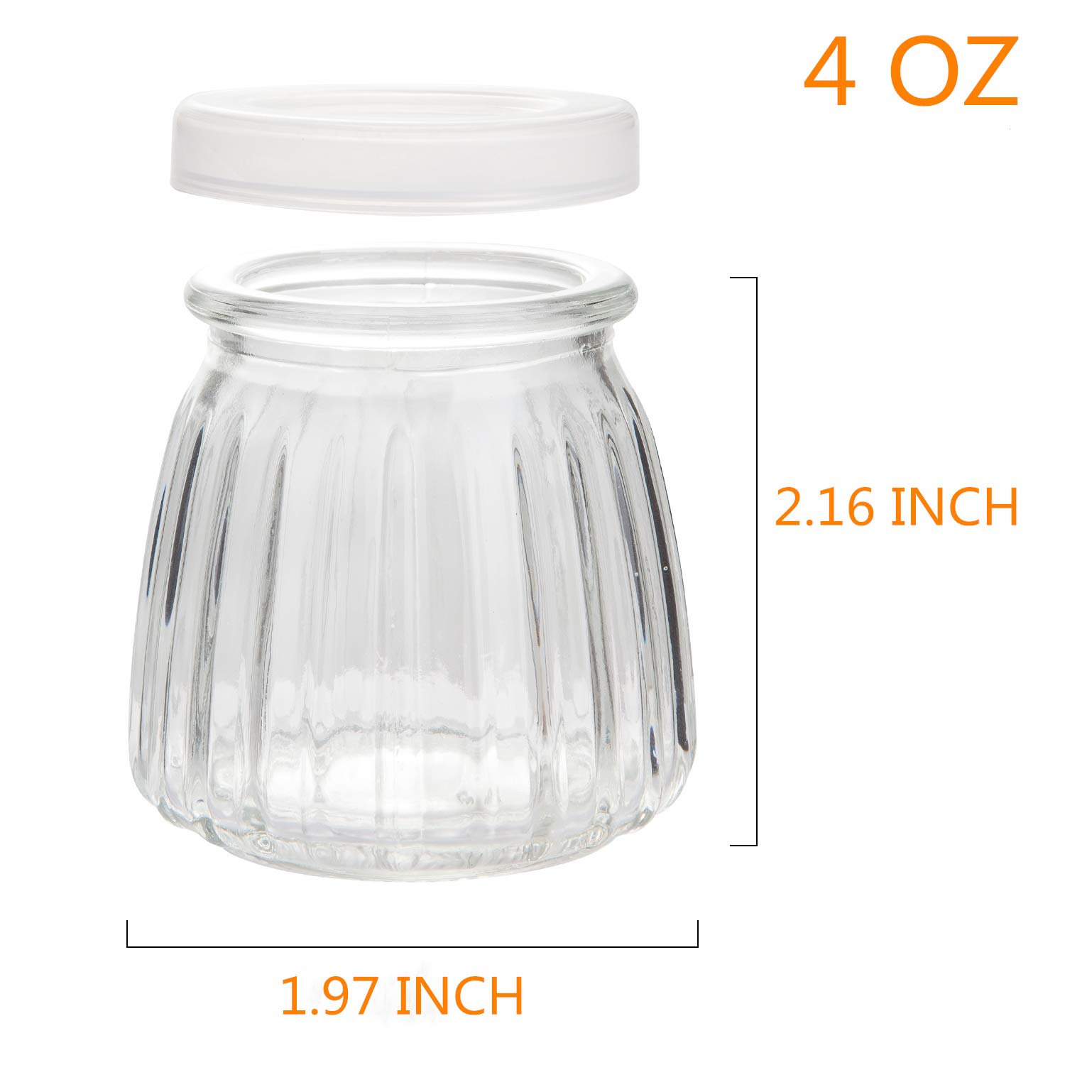 Small Yogurt Jars,Encheng 4 oz Clear Glass Jars With Lids,Yogurt Container With Caps(PE),Replacement Glass Pudding Jars,Clear Glass Containers For Milk,Ramekin,Jams,Jelly,Mousse 40 Pack …