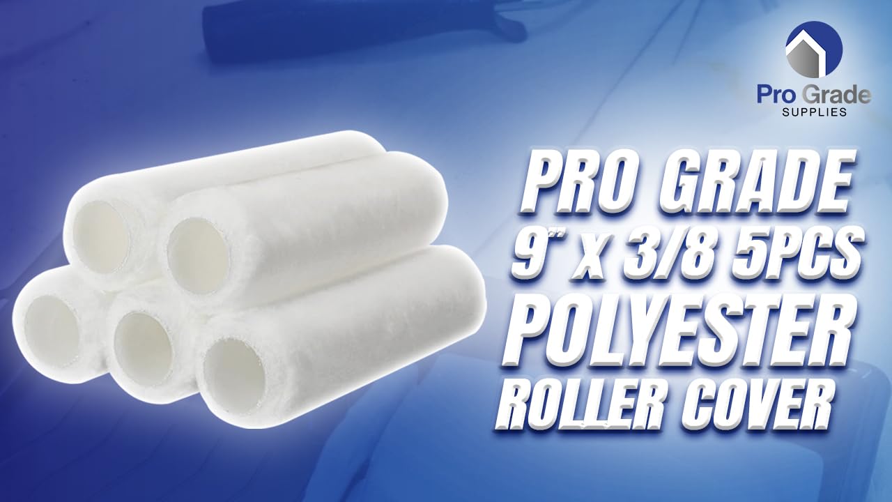 Pro Grade - Paint Roller Covers - 3/8 X 9 Inch White Nylon 5 Pack