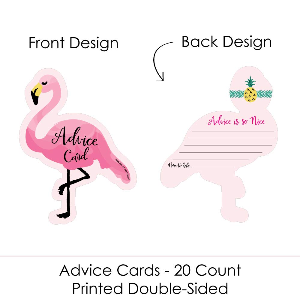 Big Dot of Happiness Pink Flamingo - Party Like a Pineapple - Wish Card Tropical Summer Baby, Bridal Shower or Bachelorette Party Activities - Shaped Advice Cards Game - Set of 20