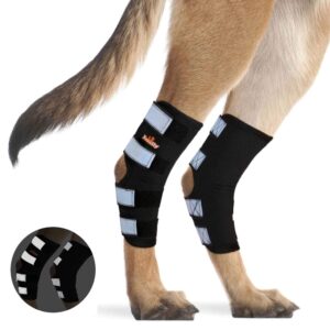 neoally pair dog rear leg brace canine rear hock joint support with safety reflective straps for joint injury and sprain protection, wound healing and loss of stability from arthritis (m pair)