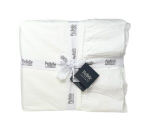 piubelle portugal solid white 3pc duvet cover set with single flange fringed edges shabby chic french farmhouse style comforter quilt cover 100% cotton luxury (king)