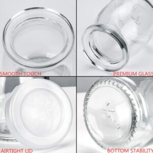 Glass Yogurt Container With Lids,Encheng 7 oz Clear Glass Jars With Lids(PE),Replacement Glass Pudding Jars Yogurt Jars,Glass Container With Twine n Tag For Milk,Jams,Jelly,Mousse,Dishwaresafe 40 Pack