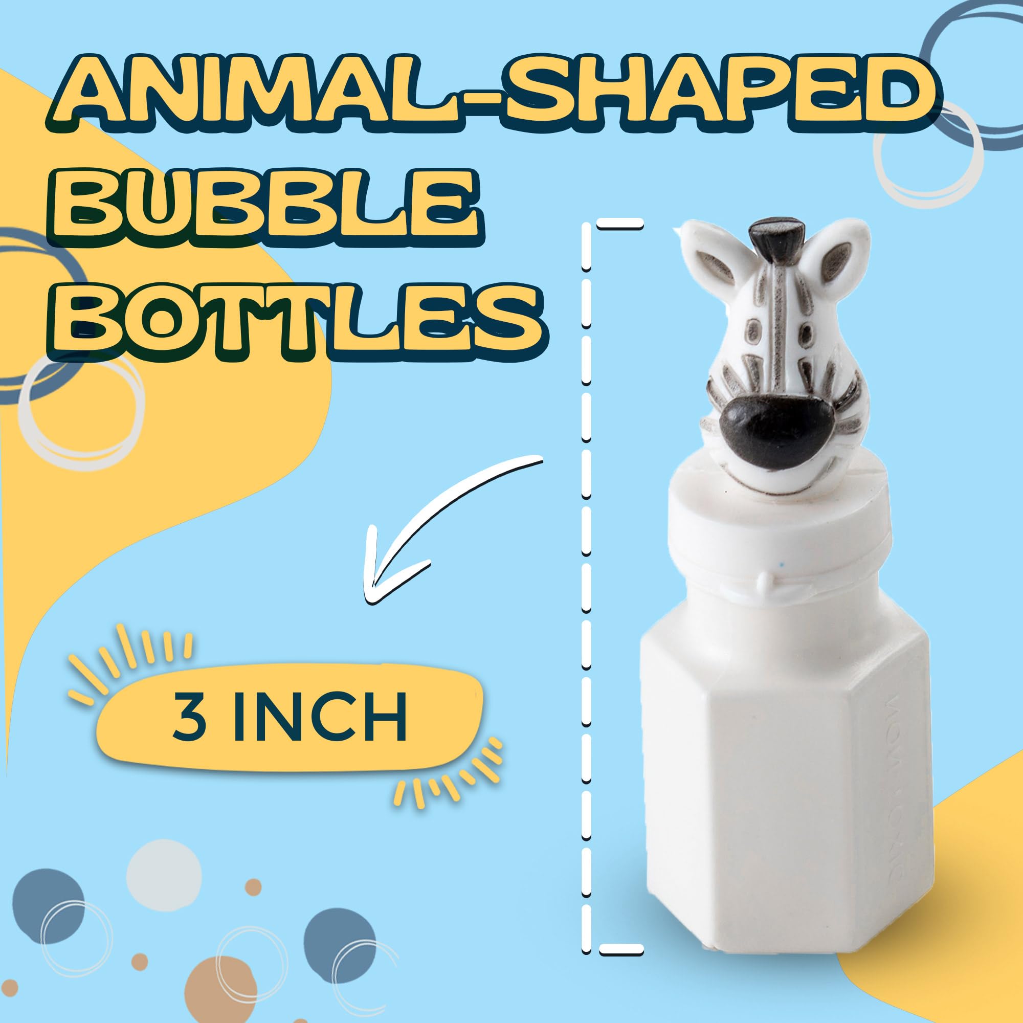 Bulk Animal Bubbles - (Pack of 24) Safari Party Favors, Mini Wand Bottles and Assorted Jungle Zoo Characters, Baby Showers, Themed Birthday, Goody Bag Toys for Kids