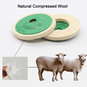 10 Pack 4 Inch Round Wool Felt Disc Wheel Pad, for 100 Angle Grinder, Buffing Polishing Buffer Bore Dia-White & Green