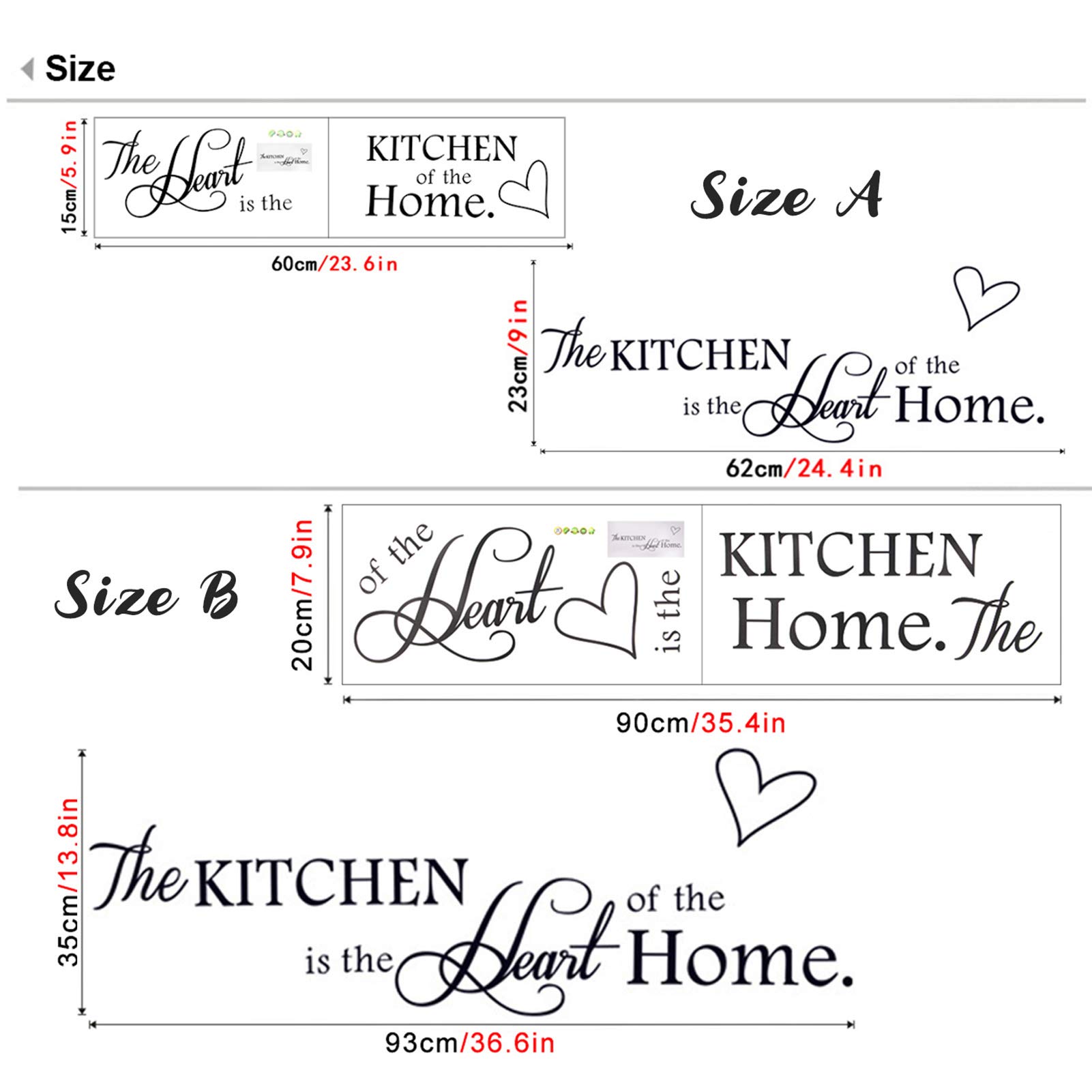 Rotumaty 'The Kitchen' Quote Wall Stickers Kitchen & Dining Room Wall Decal Vinyl Home Décor (Size A)