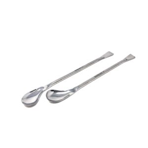 stainless steel double ended square & lab spoon sampler lab spatula 7″ length (set of 2: right and left angled)