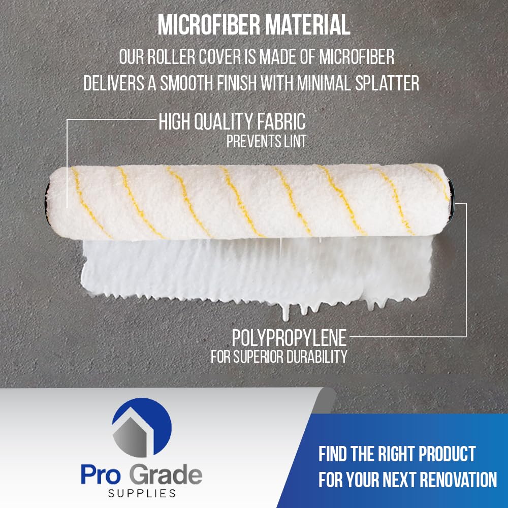 Pro Grade - Paint Roller Covers - 1/2 X 14 Inch Microfiber 6 Pack