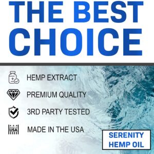 Serenity Hemp Oil for Dogs and Cats - Grown & Made in USA - Supports Hip & Joint Health, Natural Relief for Pain, Separation, Health - Dog Hemp Oil - Cat Hemp Oil - Hemp Extract (4oz 4,000mg)