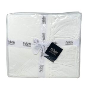 Piubelle Portugal Solid White 3pc Duvet Cover Set with Single Flange Fringed Edges Shabby Chic French Farmhouse Style Comforter Quilt Cover 100% Cotton Luxury (King)