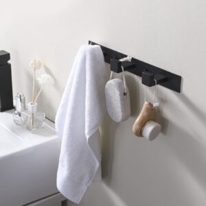 KES Coat Hooks Towel Hook Rack 3 Hooks Set Hook Rail Wall Mount SUS 304 Stainless Steel Matt Black, AH210H3DG-BK