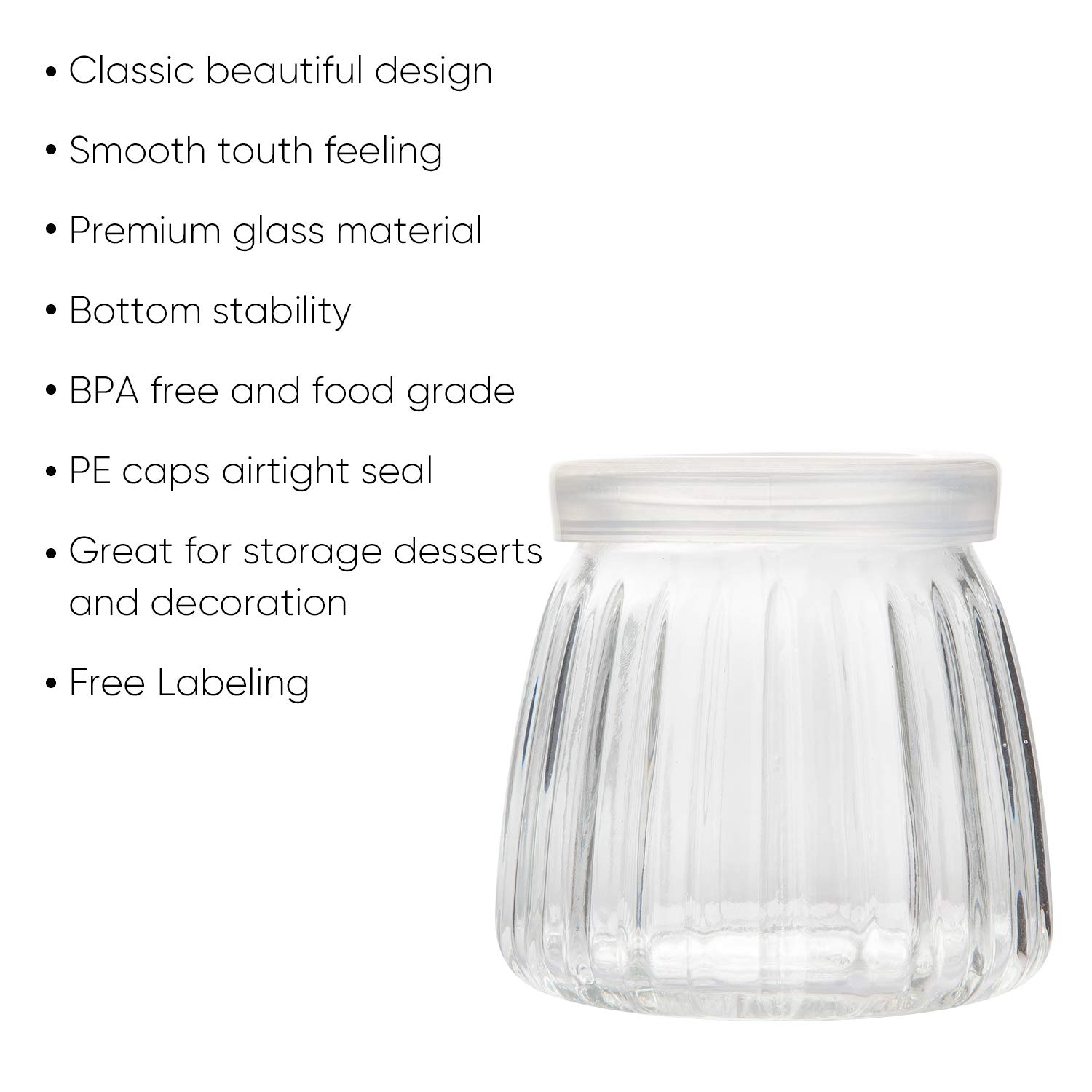 Small Yogurt Jars,Encheng 4 oz Clear Glass Jars With Lids,Yogurt Container With Caps(PE),Replacement Glass Pudding Jars,Clear Glass Containers For Milk,Ramekin,Jams,Jelly,Mousse 40 Pack …