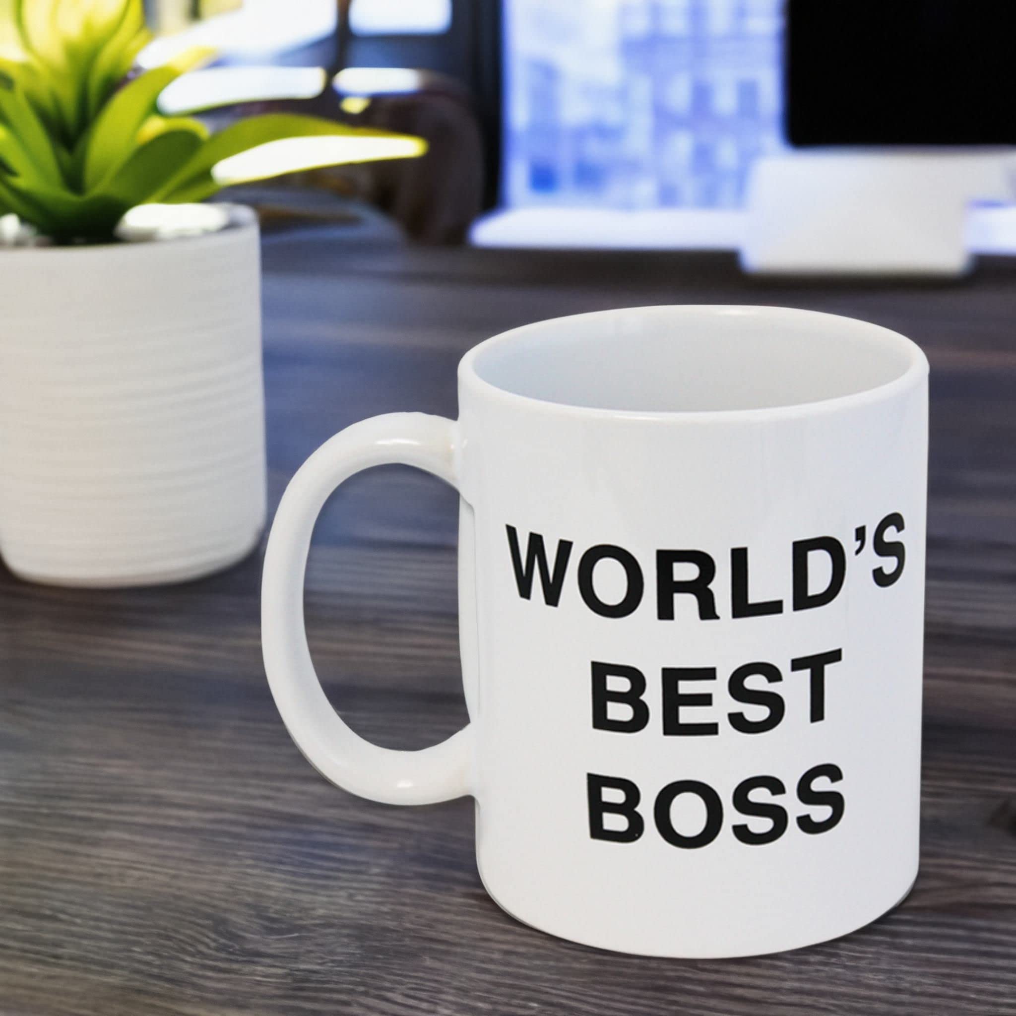 JUST FUNKY The Office “World’s Best Boss” 11 oz Mug and Vanilla Air Freshener Combo pack, 14+, (Officially Licensed)