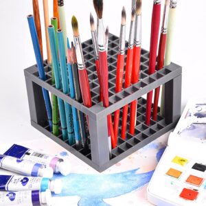 AKOAK 1 Pack 96-hole Square Plastic Pen Holder Multi-function Detachable Pen Holder Storage Art Supplies, Makeup Brushes etc (gray)