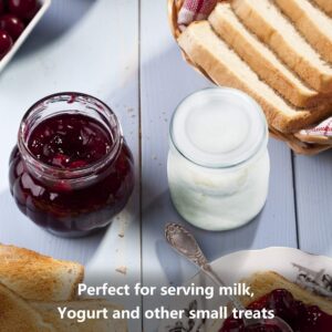 Glass Yogurt Container With Lids,Encheng 7 oz Clear Glass Jars With Lids(PE),Replacement Glass Pudding Jars Yogurt Jars,Glass Container With Twine n Tag For Milk,Jams,Jelly,Mousse,Dishwaresafe 40 Pack