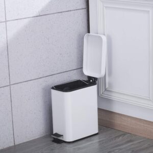 Smartbin 5L 1.3 Gal Stainless Steel Kitchen Trash Can Pedal Dust Bin Waste Basket Garbage Bin with Lid Inner Bucket Rectangular Waste Bin in-Home Recycle Bin