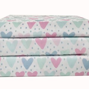 Sleeping Partners 3-Piece Hearts Sheet Set | 1 Twin Flat Sheet, 1 Twin Fitted Sheet & 1 Queen Pillowcase | 100% Super Soft Microfiber Polyester | Soft, Smooth & Durable | Ideal for Kids | Multicolor