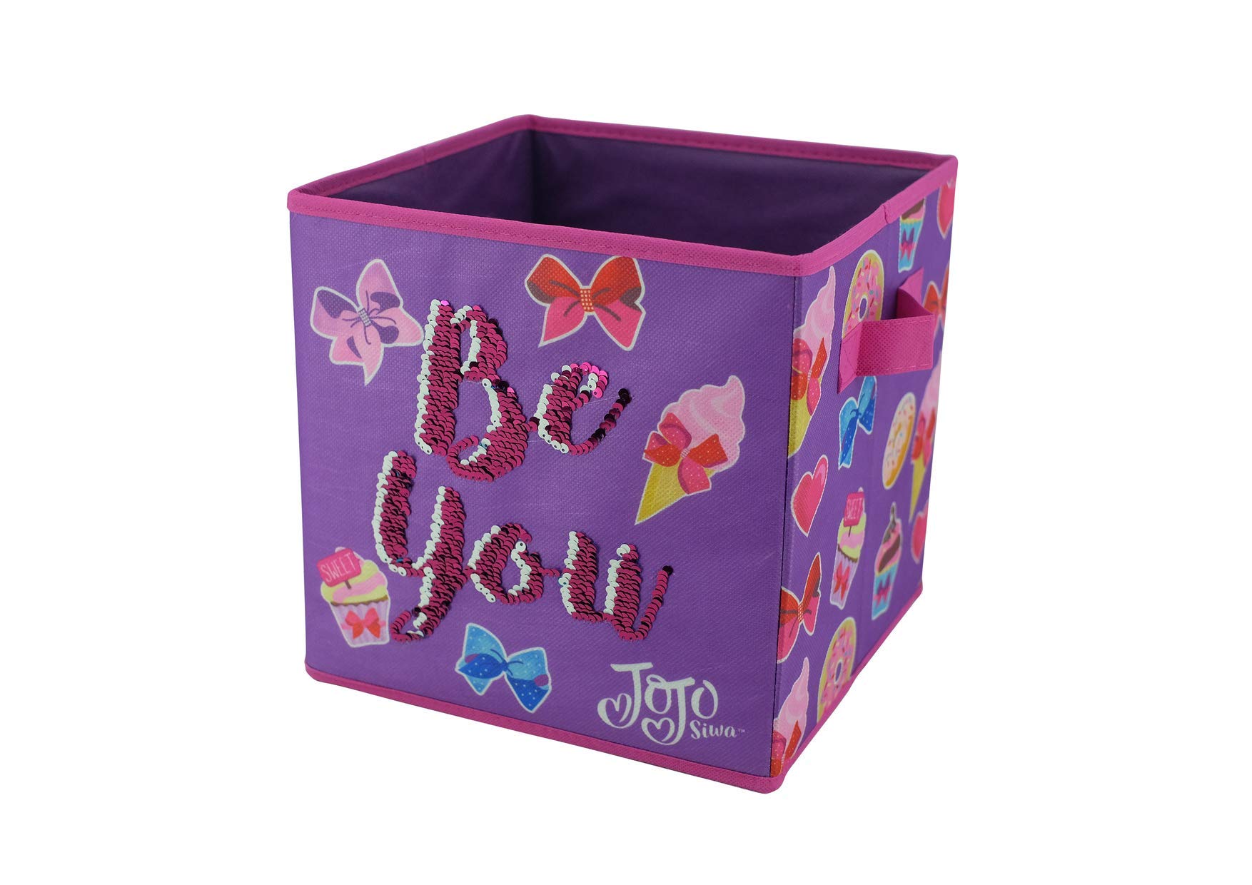 Idea Nuova JoJo Siwa 5 Piece Storage Set Including Collapsible Trunk, 2 Storage Cubes, 1 Sequin Storage Cube and 1 Pop Up Hamper