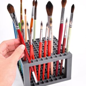 AKOAK 1 Pack 96-hole Square Plastic Pen Holder Multi-function Detachable Pen Holder Storage Art Supplies, Makeup Brushes etc (gray)