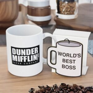 JUST FUNKY The Office “World’s Best Boss” 11 oz Mug and Vanilla Air Freshener Combo pack, 14+, (Officially Licensed)