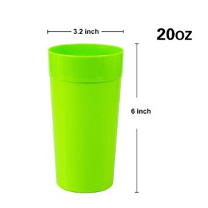 Youngever 18 Pack Unbreakable Plastic Tumblers 20 Ounce, Unbreakable Plastic Drinking Glasses, Plastic Cups, set of 18 in 9 colors