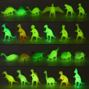 96 Pack Glow in Dark Mini Dinosaur Bulk Toy Set, Dinosaur Party Favors for Kid, Dino Figure Cupcake Toppers, Birthday Decorations Goody Bag Filler, Classroom Prize, Pinata Stuffers, Halloween Treats