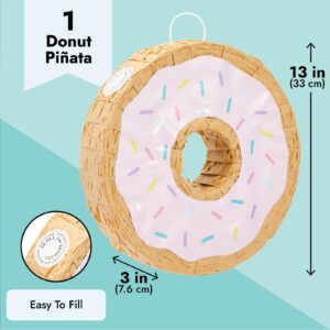 BLUE PANDA Pink Donut Pinata for Two Sweet Birthday Party Supplies, Donut Baby Shower Decorations (Small, 13 x 3 In)