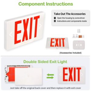 hykolity LED EXIT Sign with Double Face and Battery Backup, Red Letter LED Emergency Exit Lights, 120-227V, for Home & Business- 2pack