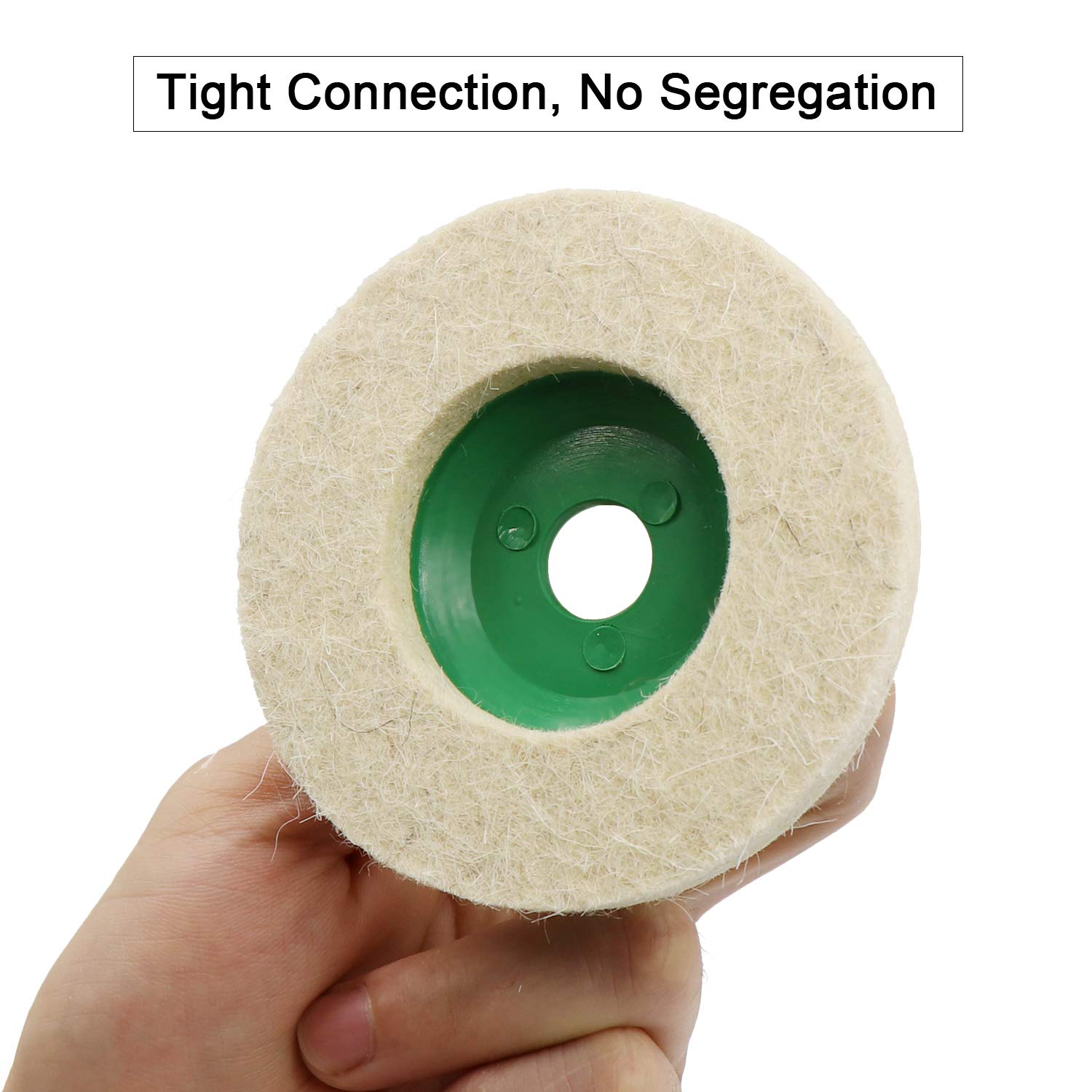 10 Pack 4 Inch Round Wool Felt Disc Wheel Pad, for 100 Angle Grinder, Buffing Polishing Buffer Bore Dia-White & Green