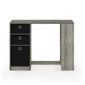 Furinno Jaya Modern Computer Study Desk, Small, French Oak Grey/Black