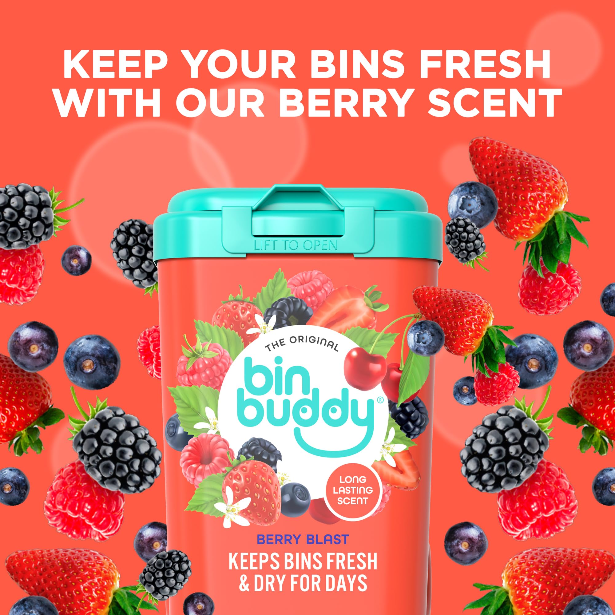 Bin Buddy Mixed Fresh Citrus & Berry, 450g, Pack of 6, Bin Freshener Deodoriser Powder, Leaves Your Bin Smelling Great, Suitable for Indoor and Outdoor Bins