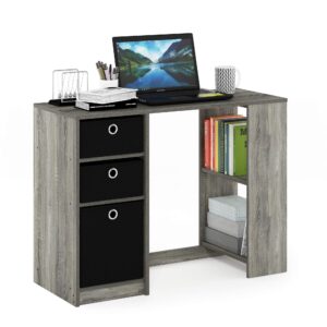 Furinno Jaya Modern Computer Study Desk, Small, French Oak Grey/Black