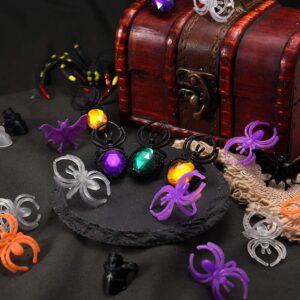 Boao 150 Pieces Halloween Spider Ring Skull Bat Ring Spider Party Favors Fake Plastic Jumping Spider Ring for Halloween Decoration