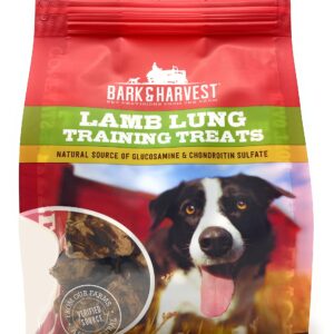 Bark & Harvest Dried Lamb Lung Training Treats - Grain Free Dog Training Chew Treats -Natural Source of Glucosamine & Chondroitin, 5 Ounce Bag