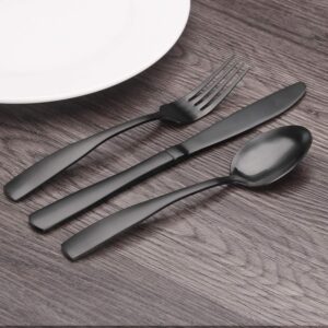 Matte Black Silverware Set, Bysta 20-Piece Stainless Steel Flatware Set, Kitchen Utensil Set Service for 4, Tableware Cutlery Set for Home and Restaurant, Satin Finish, Dishwasher Safe