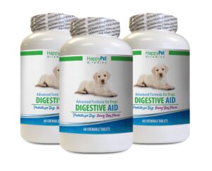 happy pet vitamins llc digestive care wet dog food - dog digestive aid - natural probiotic and prebiotic blend - optimal gut and intestine health - dog probiotic capsules - 3 bottles (180 treats)