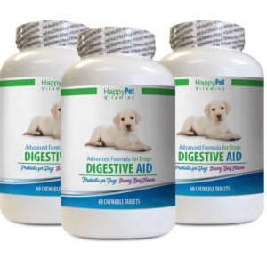 HAPPY PET VITAMINS LLC Digestive Care Wet Dog Food - Dog Digestive AID - Natural PROBIOTIC and PREBIOTIC Blend - Optimal Gut and INTESTINE Health - Dog probiotic Capsules - 3 Bottles (180 Treats)