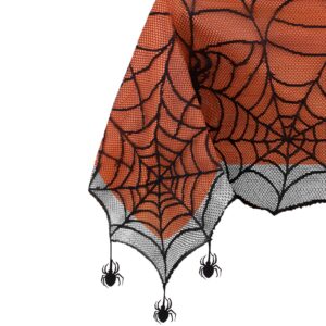 elrene home fashions crawling spider halloween tablecloth lace lined with removable orange plastic liner, 60" x 84" rectangle, orange & black